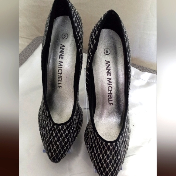 Anne Michelle | Shoes | Anne Michelle Silver Glitter Mesh Heels | Poshmark